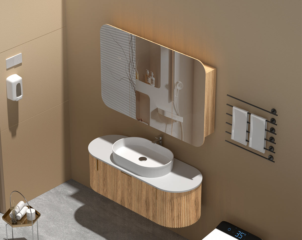 Navona Carysil 1200x800mm Grand Walnut Shaving Cabinet – trade-suppliers