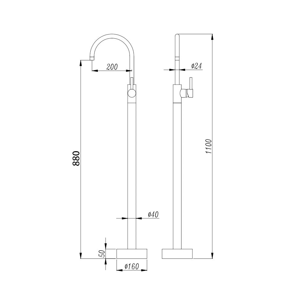 Norico Pentro Round Brushed Yellow Gold Solid Brass Freestanding Mixer ...