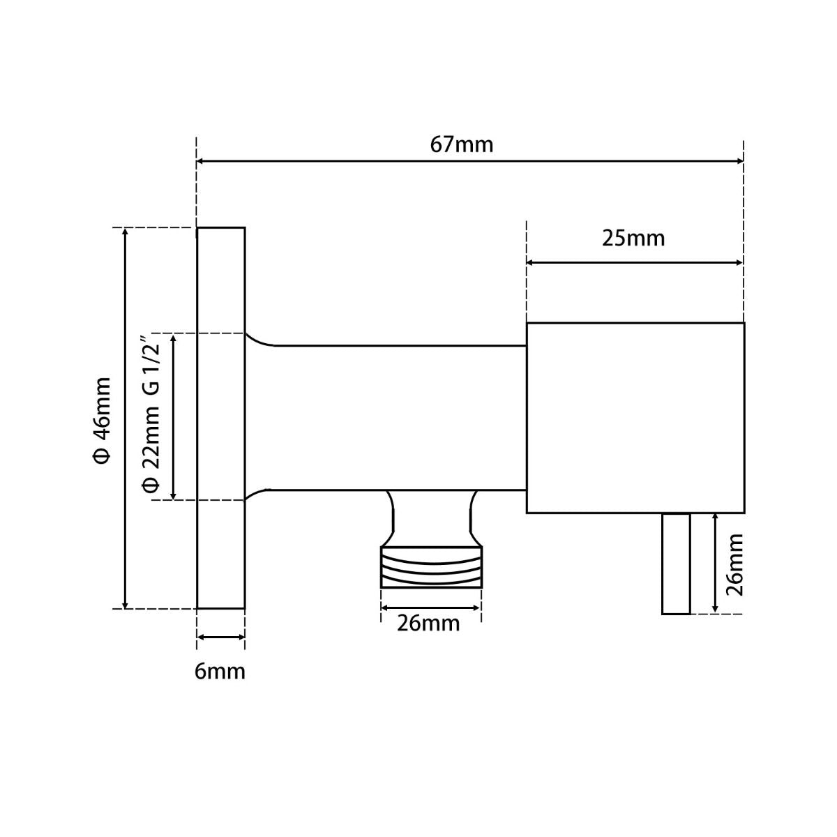 Round Black Brass 1/4 Turn Washing Machine Stop Tap Wall Mounted (one ...
